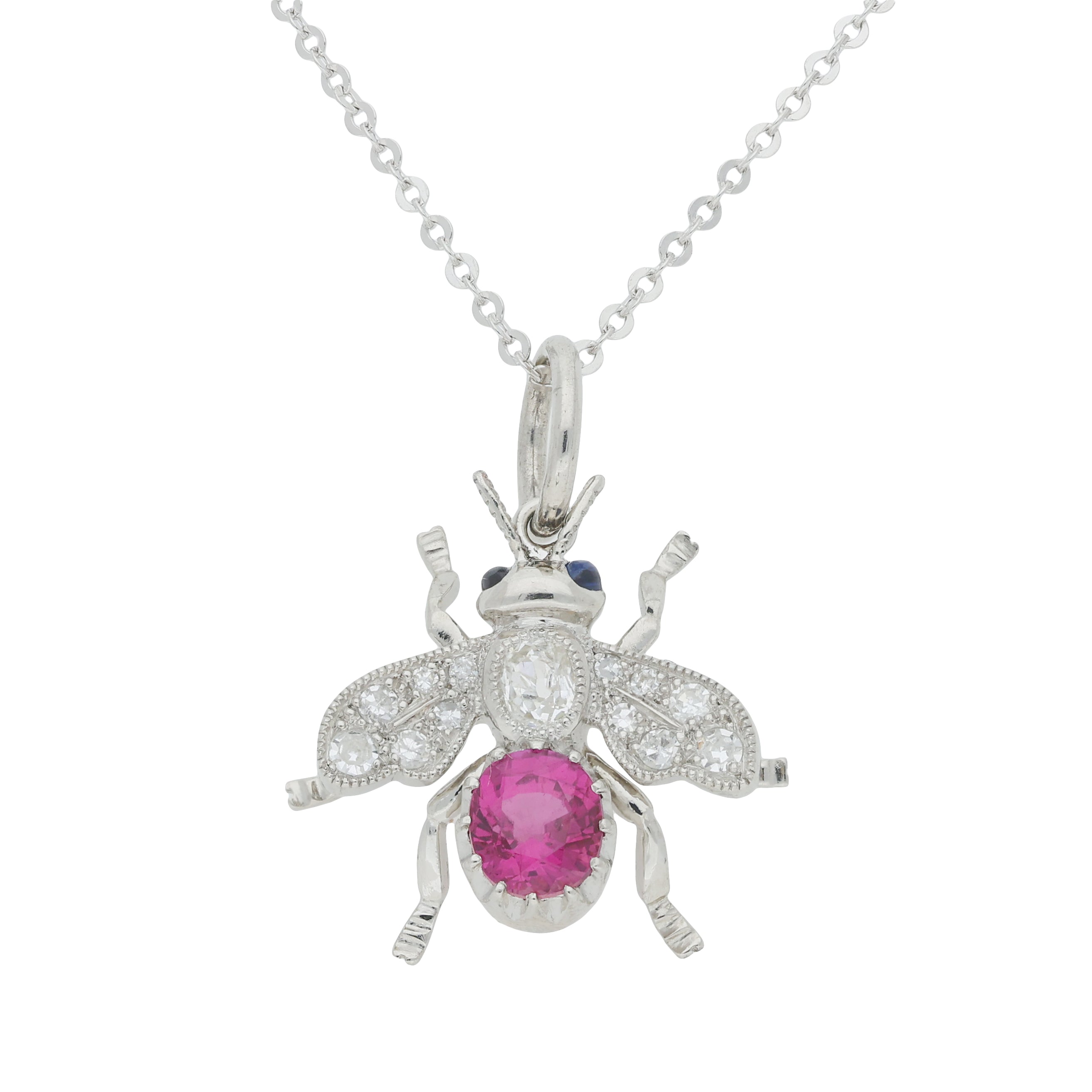 Vintage Style Ruby and Diamond Platinum Insect Bee Pendant – Wave Antiques