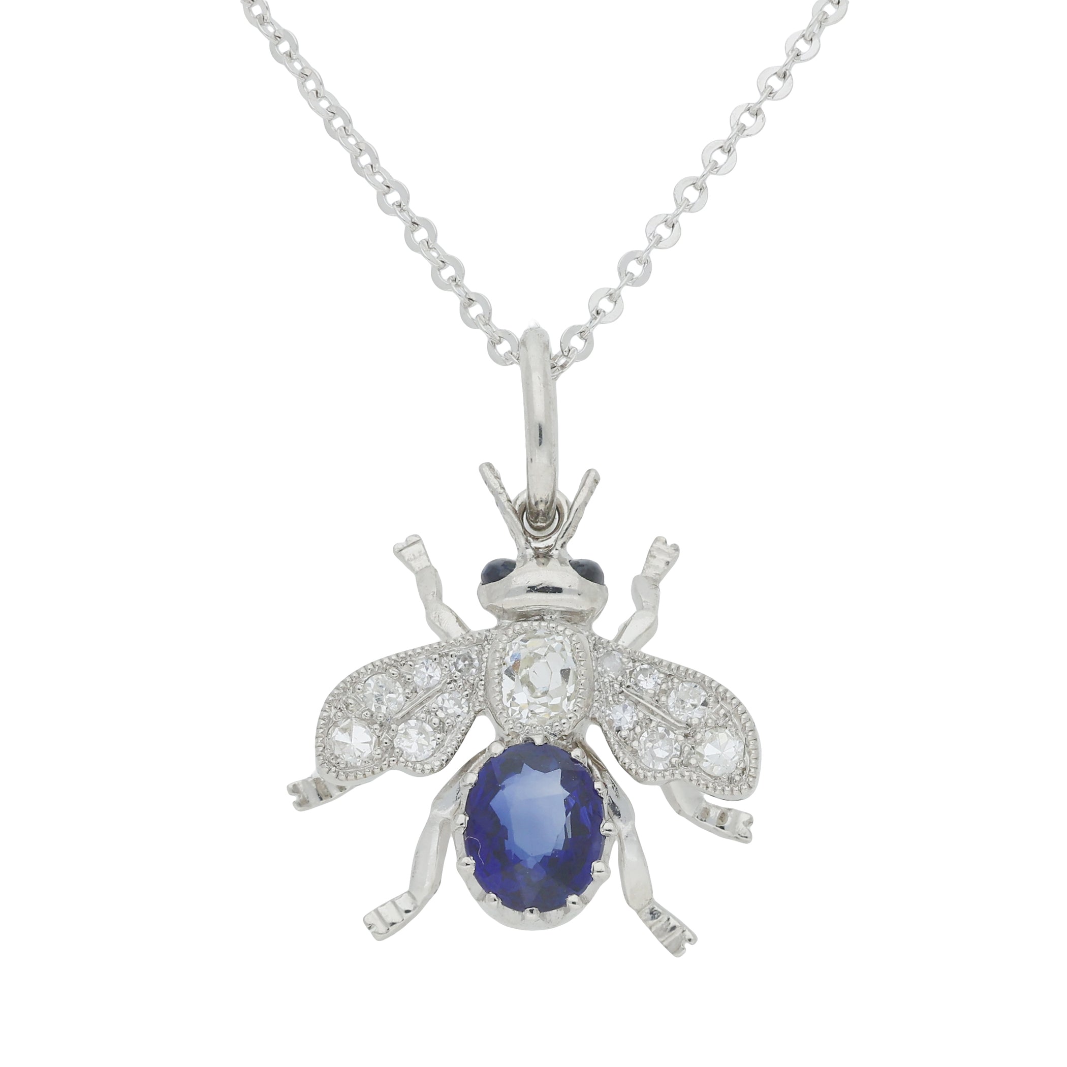 Vintage Style Sapphire and Diamond Platinum Insect Bee Pendant – Wave ...
