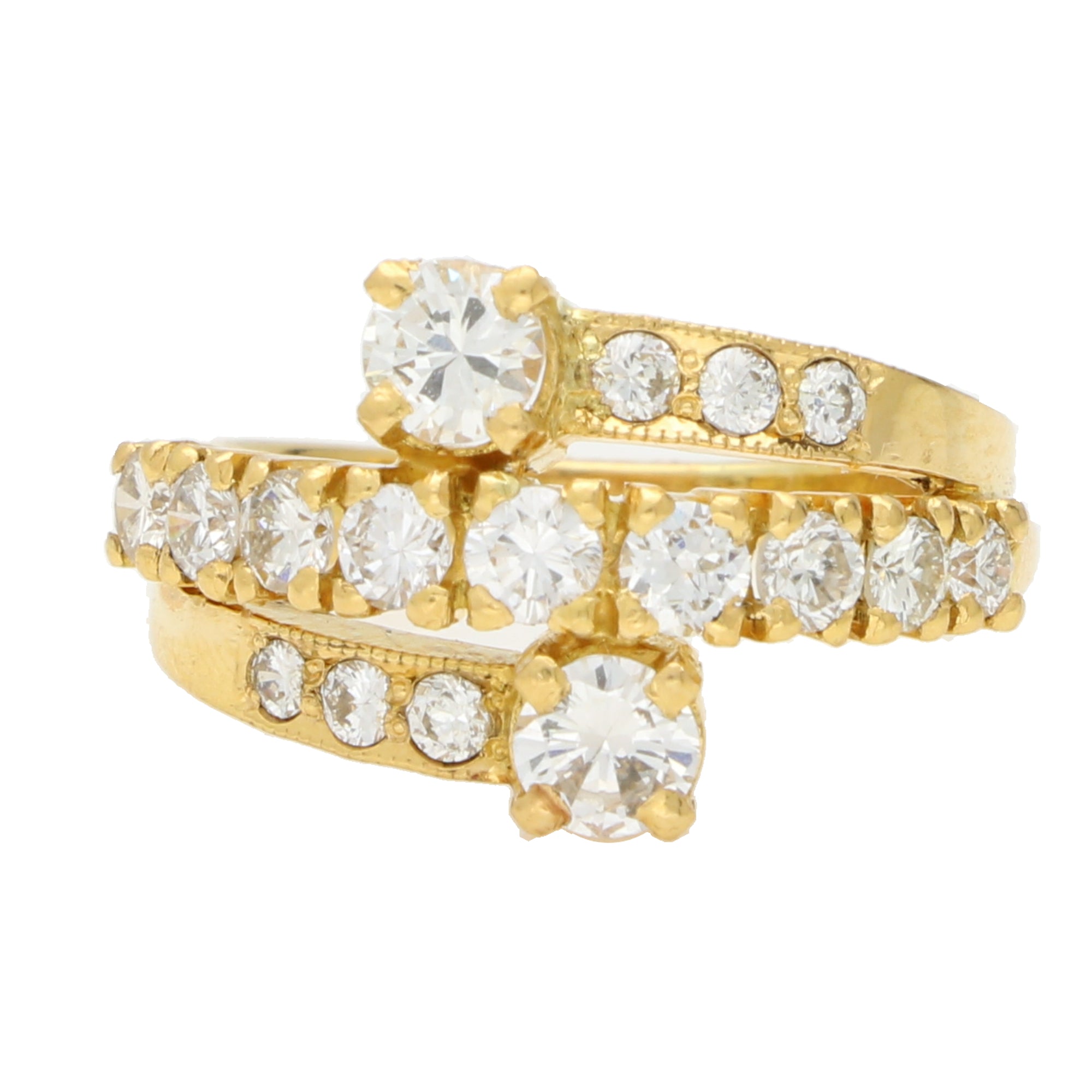 Vintage Diamond Twisted Crossover Ring – Wave Antiques