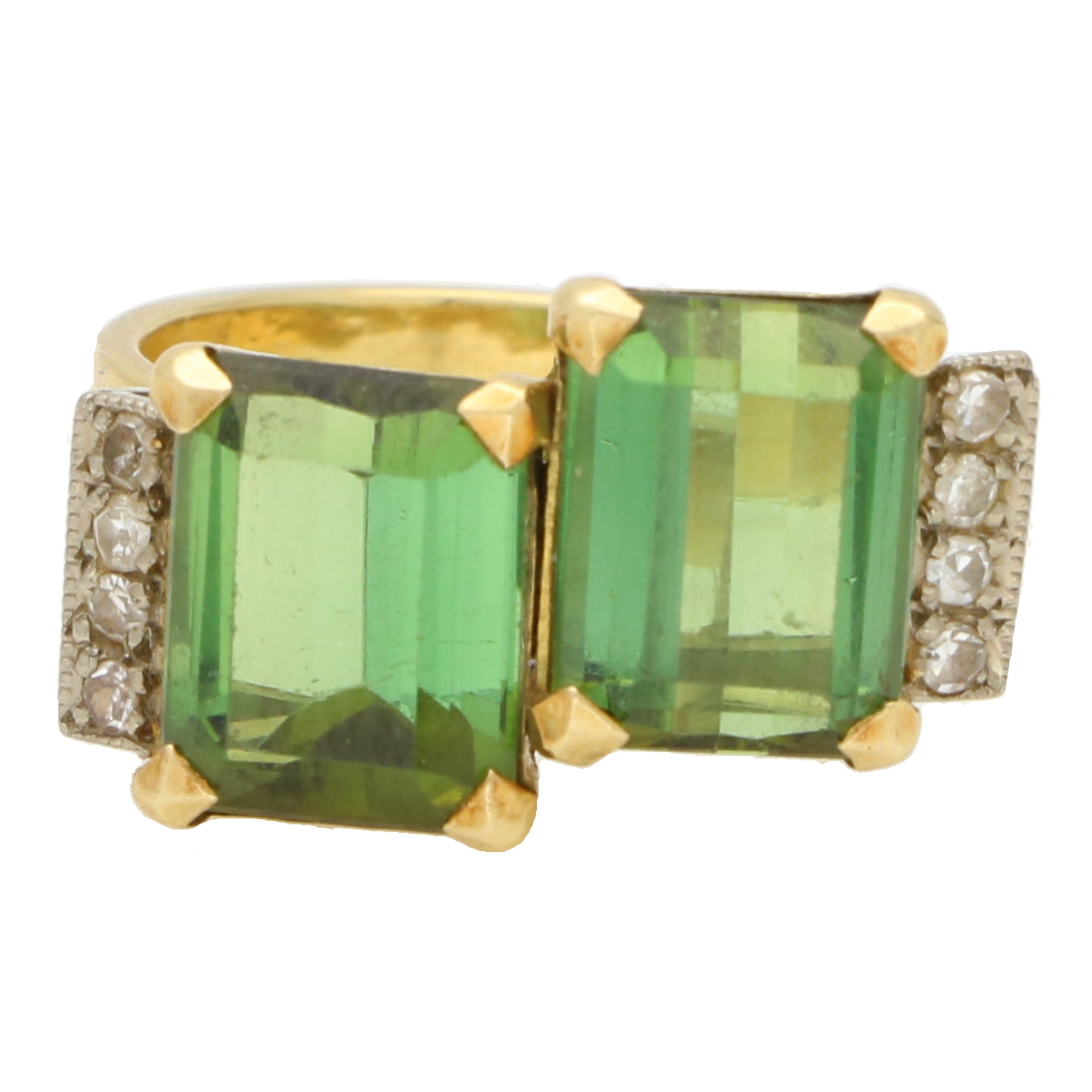 Vintage Tourmaline and Old Cut Diamond Toi-et-Moi Ring – Wave Antiques