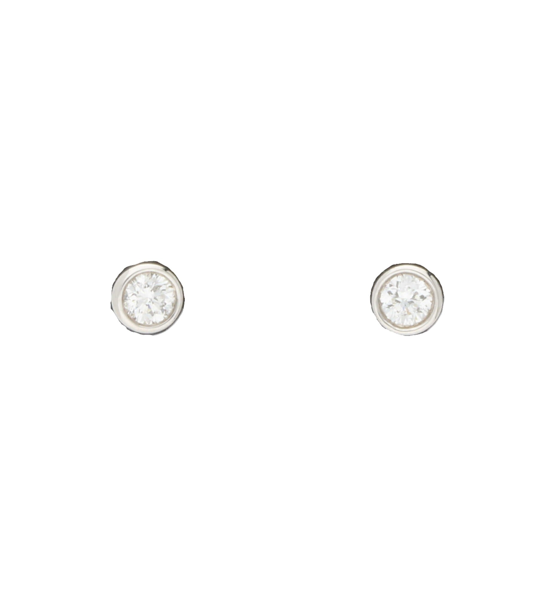 18ct white gold round brilliant cut diamond ear studs – Wave Antiques